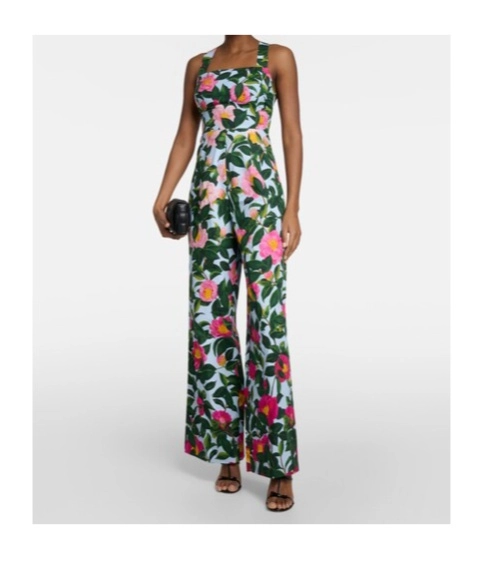Oscar De La Renta Floral Cotton-blend Wide-leg Jumpsuit