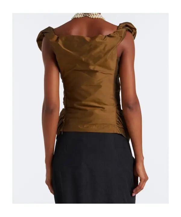 VIVIENNE WESTWOOD Ginnie Off-shoulder Ruffled Top - Brown