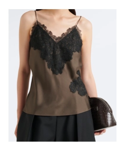 RÓHE Lace-trimmed Silk Satin Camisole - Black