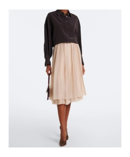 Vince Tiered Pleated Midi Skirt