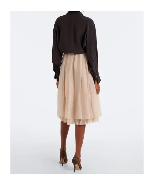 Vince Tiered Pleated Midi Skirt