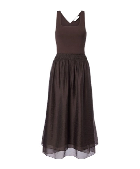 Vince Pleated Rib-knit Midi Dress