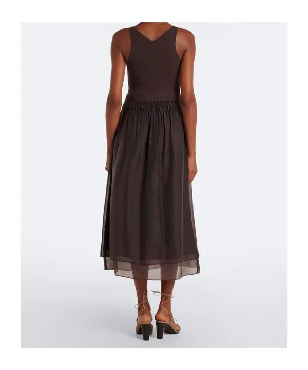 Vince Pleated Rib-knit Midi Dress
