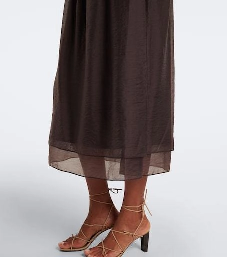 Vince Pleated Rib-knit Midi Dress