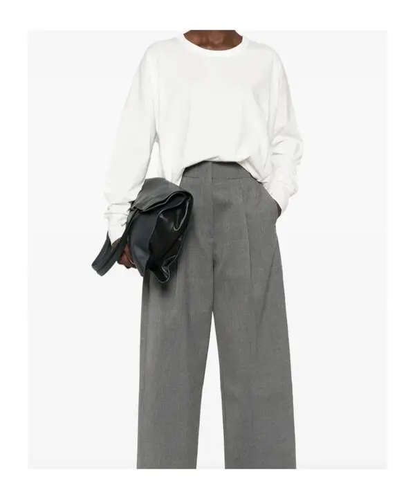 Studio Nicholson Crew Neck Long Sleeve Cropped T-shirt - White