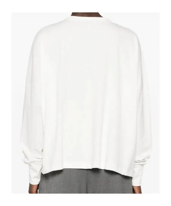 Studio Nicholson Crew Neck Long Sleeve Cropped T-shirt - White