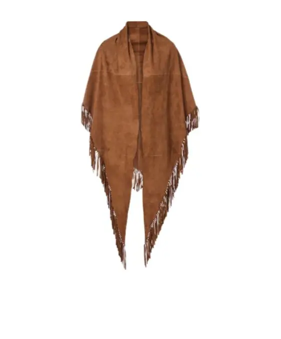 Nour Hammour Fringed Suede Shawl