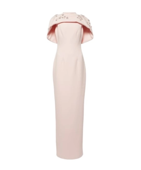 SAFIYAA LONDON Embellished Caped Crêpe Gown