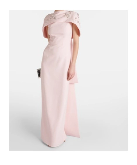 SAFIYAA LONDON Embellished Caped Crêpe Gown