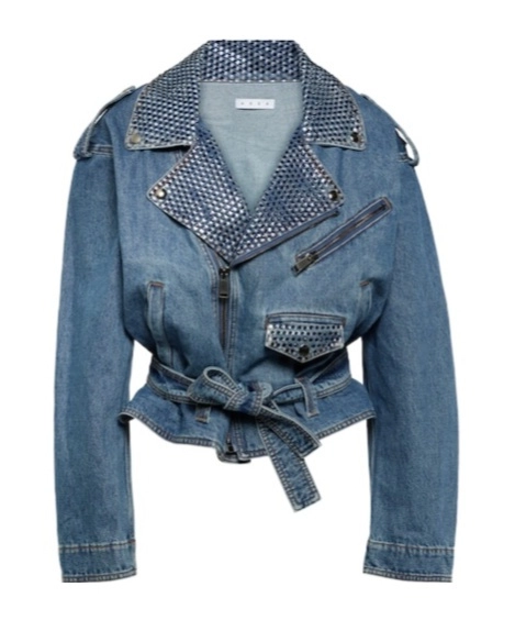 AREA Crystal-embellished Denim Jacket