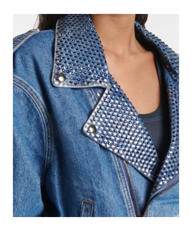 AREA Crystal-embellished Denim Jacket
