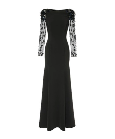 Jenny Packham Adella Embellished Crêpe Gown - Black