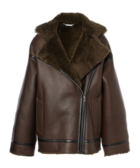 Nour Hammour Jacqueline Shearling-trimmed Leather Jacket - Black