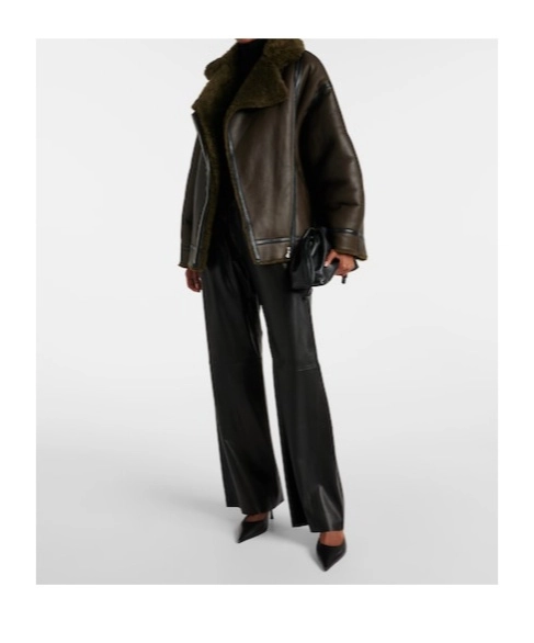 Nour Hammour Jacqueline Shearling-trimmed Leather Jacket