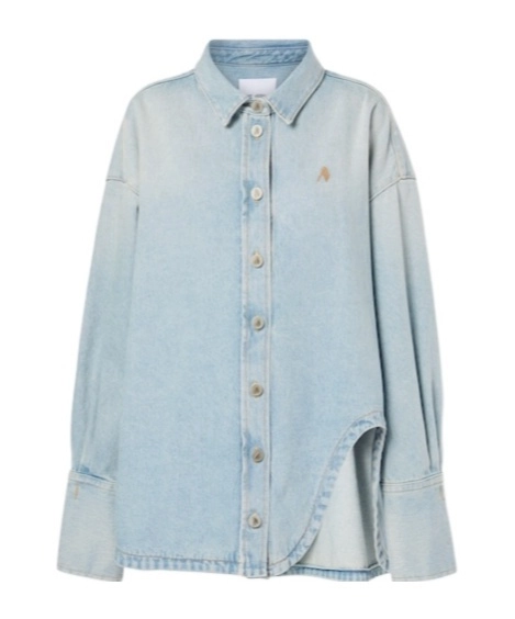 Attico Asymmetric Denim Shirt - Blue