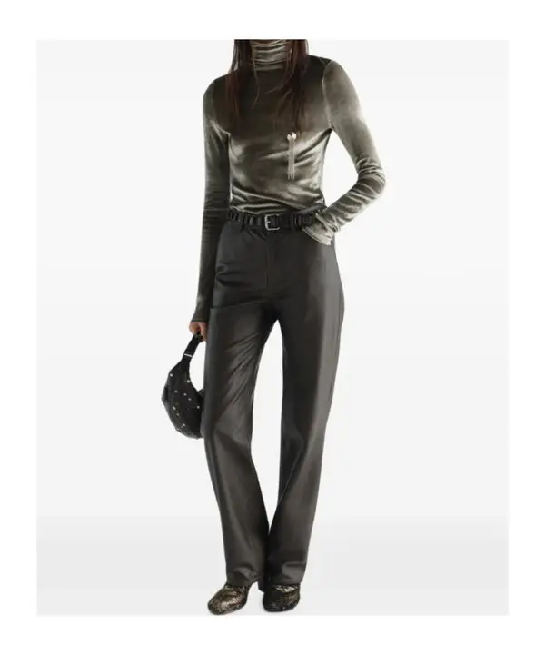 LEMAIRE Fitted Velvet Knit Turtleneck Top - Green