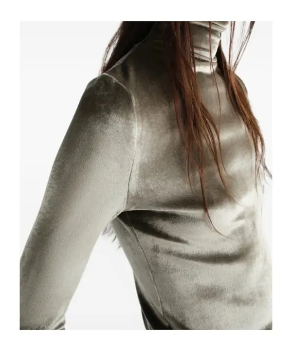LEMAIRE Fitted Velvet Knit Turtleneck Top - Green