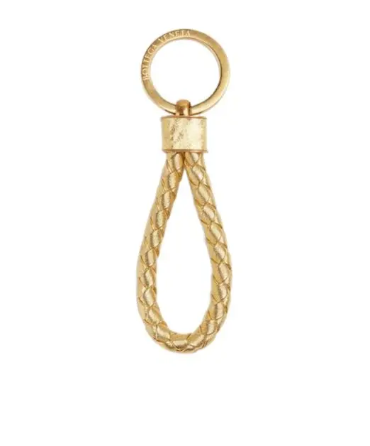 Bottega Veneta Intreccio Key Ring - Golden