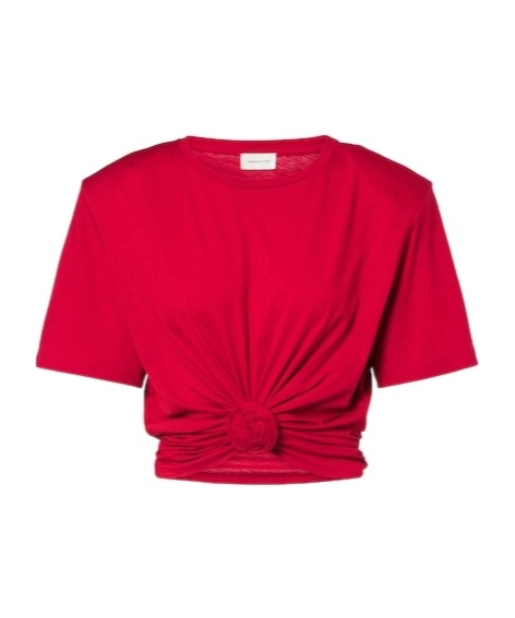 Magda Butrym Cropped Cotton-blend Jersey T-shirt - Red