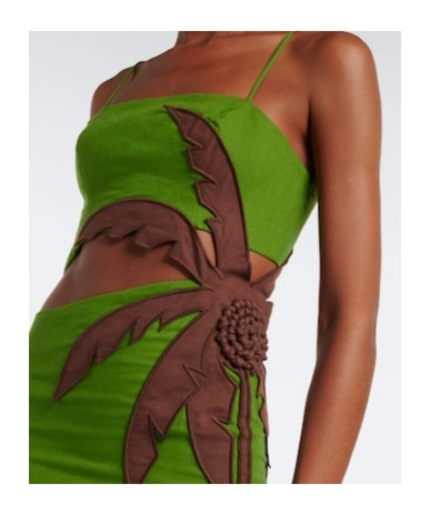 Farm Rio Palm Tree Linen-blend Midi Dress
