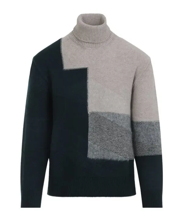 Zegna Colour-block Turtleneck Sweater - Black