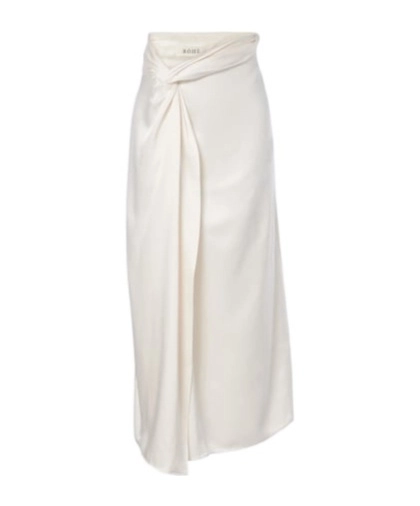 RÓHE Gathered Satin Midi Skirt - White