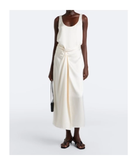 RÓHE Gathered Satin Midi Skirt