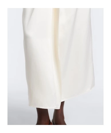 RÓHE Gathered Satin Midi Skirt
