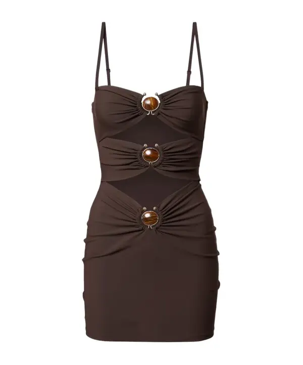 Christopher Esber Cutout Embellished Ring-detail Minidress - Brown