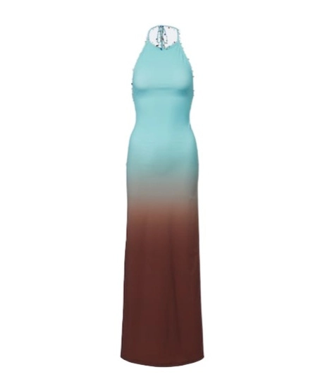 Christopher Esber Beach Quartz Halter Embellished Maxi Dress - Red