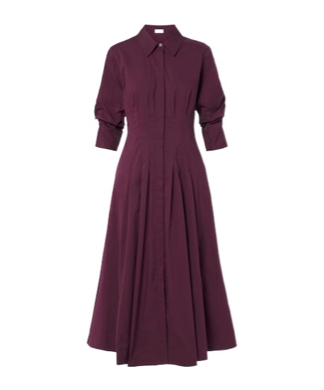 Simkhai Jazz Pleated Cotton Poplin Shirt Dress - Red