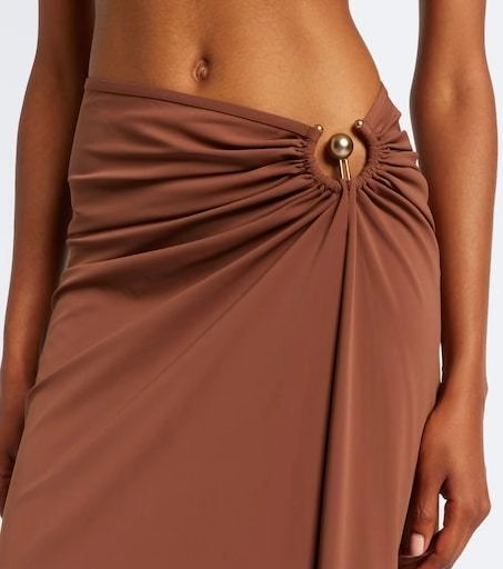 Christopher Esber Gathered Jersey Maxi Skirt With Metallic Embellishment