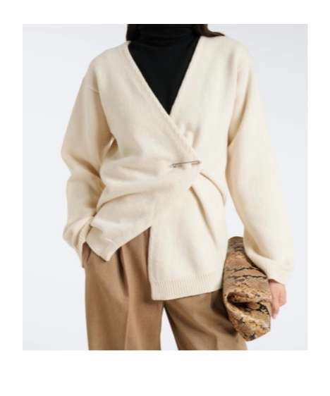 RÓHE Wool And Cashmere Wrap Cardigan With Safety Pin Detail