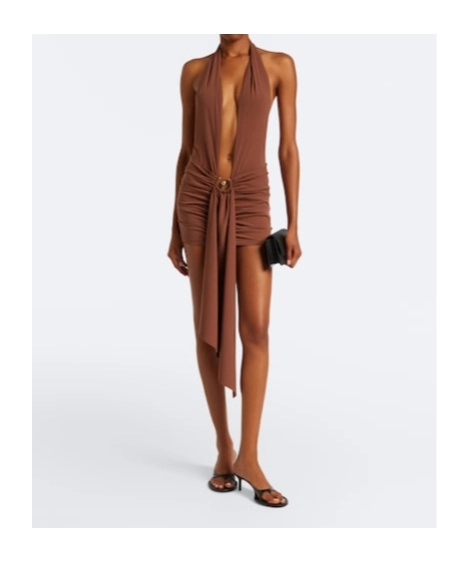 Christopher Esber Pierced Orbit Halterneck Jersey Minidress