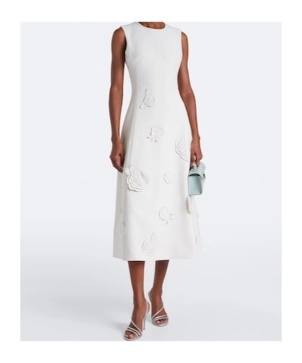 LEO Lin Floral Appliqué Midi Dress