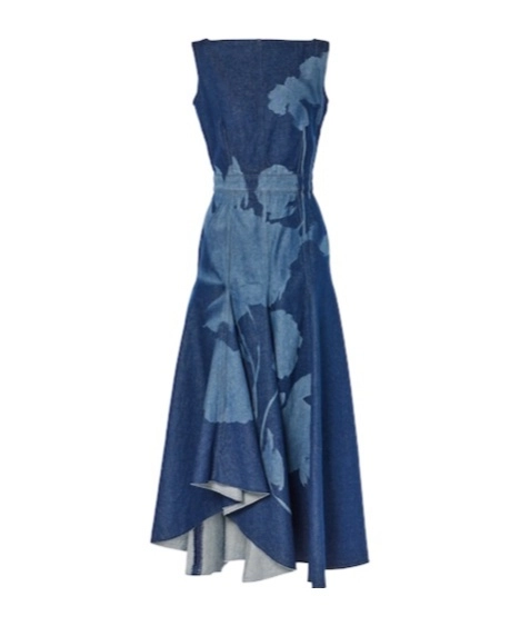 Erdem Printed Denim Midi Dress - Blue
