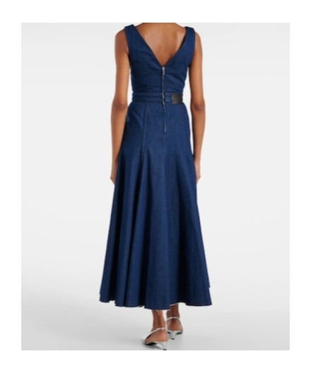 Erdem Sleeveless Printed Denim Midi Dress With Asymmetric Hem