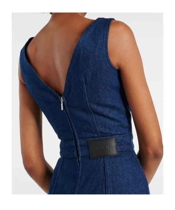 Erdem Sleeveless Printed Denim Midi Dress With Asymmetric Hem