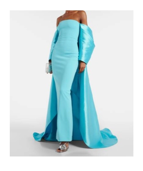 Solace Kyla Caped Twill And Crêpe Gown