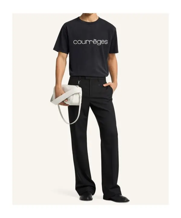 COURREGES Logo-print Stonewashed T-shirt - Black