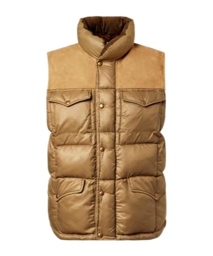 Ralph Lauren Leather-trimmed Ripstop Puffer Vest - Brown