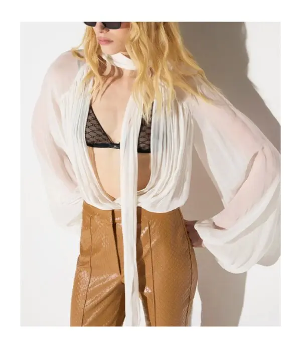Elisabetta Franchi Bodysuit In Crepon Fabric With Sash
