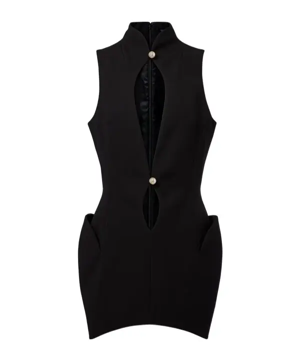 MUGLER Openwork Mini Dress - Black