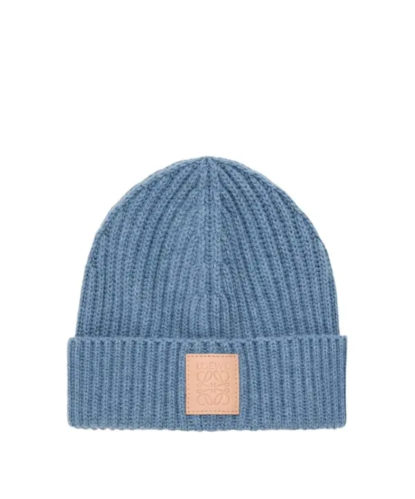 Loewe Beanie In Cashmere - Denim Blue