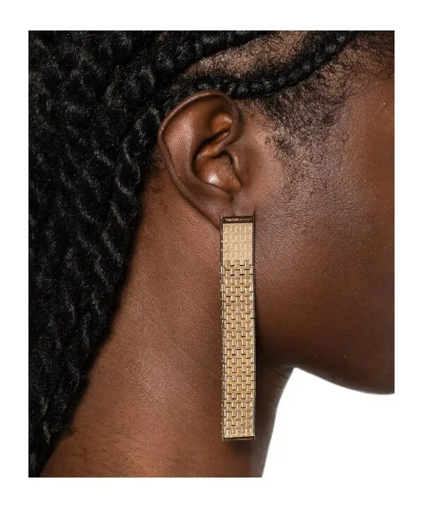 TOM FORD Logo Mesh Drop Earrings