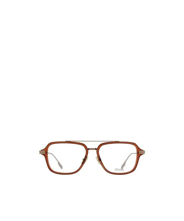Zegna Double Bridge Aviator Frame Glasses - Brown