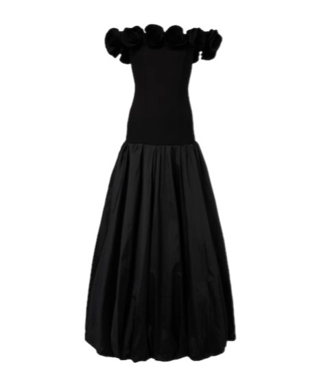 ROTATE BY BIRGER CHRISTENSEN Floral-appliqué Off-shoulder Crêpe Maxi Dress