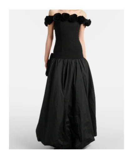 ROTATE BY BIRGER CHRISTENSEN Floral-appliqué Off-shoulder Crêpe Maxi Dress