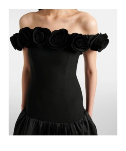 ROTATE BY BIRGER CHRISTENSEN Floral-appliqué Off-shoulder Crêpe Maxi Dress