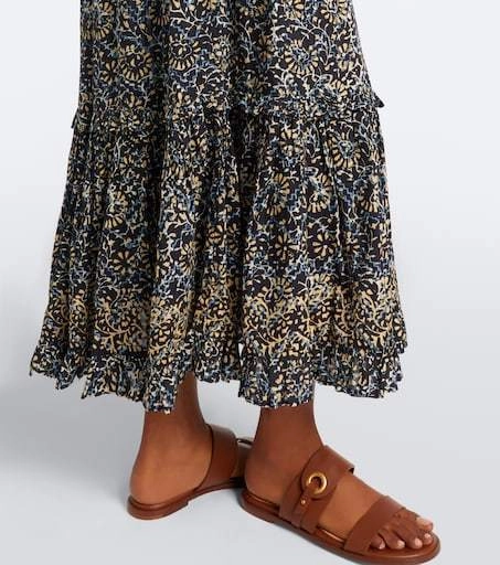 Ulla Johnson Ophelia Printed Cotton-blend Tiered Midi Dress - Blue